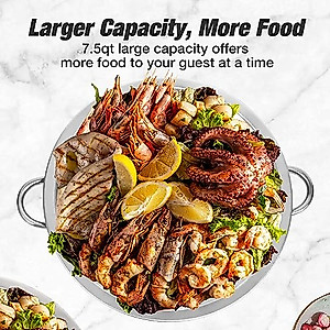 Restlrious Chafing Dish Buffet Set 4 Pack, 7.5 QT Stainless Steel Round Chafers and Buffet Warmers Set with Glass Viewing Lid and Lid Holder, Food Warmer for Catering, Party, Wedding, Banquet, Events