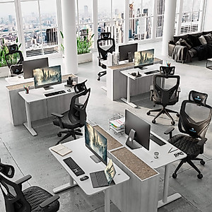 EUREKA ERGONOMIC Gaming Desk, 47 Inch White Computer Desk I Shaped Leg PC Gamer Desk Study Writing Working Laptop Table Home Office with Free Mouse Pad Sturdy Modern Workstation, Easy to Assemble