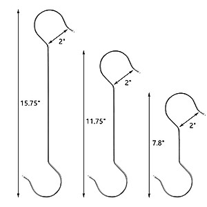 Frcctre 30 Pack Stainless Steel S Hooks Large S Shape Hanging Hooks, 8"/12"/16" Utility Heavy Duty Metal Long S Hooks for Garden Kitchen Bathroom Wardrobe, Indoor & Outdoor Use