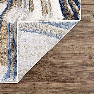 Abani 6’ x 9’ Modern Topography Design Blue, Grey & Gold Area Rug Rugs Modern Pattern No Shed Dining Room Rug