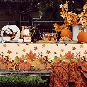 Horaldaily 3 Pack Fall Disposable Tablecloth, Thanksgiving Leaves Plastic Rectangular Table Cover for Birthday Anniversary Party Decoration 54×108 Inch
