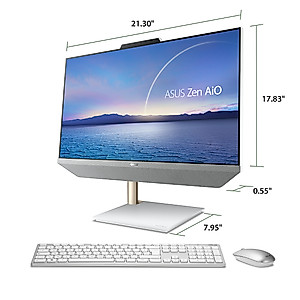 ASUS AiO M3400 All-in-One Desktop PC, 23.8-inch Full HD Anti-Glare Display, AMD Ryzen 5 5625U Processor, 8GB DDR4 RAM, 512GB NVMe PCIe, Windows 11 Home, Kensington Lock, M3400WYA-DH503