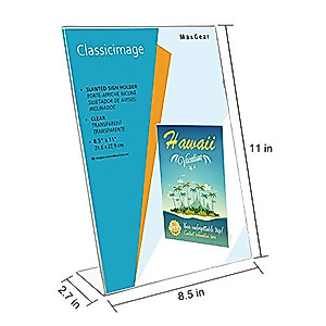 MaxGear Acrylic Sign Holder, Clear Sign Holder Plastic Paper Holder Slant Back Sign Holders 8.5x11 inches Sign Holder Plastic Display Stand for Office, Store, 3 Pack