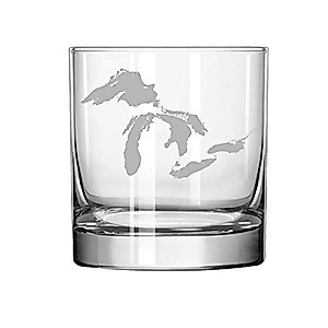 Zmaomaoy 11 oz Rocks Whiskey Highball Glass Great Lakes Michigan