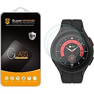 Supershieldz (2 Pack) Designed for Samsung Galaxy Watch 5 Pro (45mm) Tempered Glass Screen Protector, 0.33mm, Anti Scratch, Bubble Free