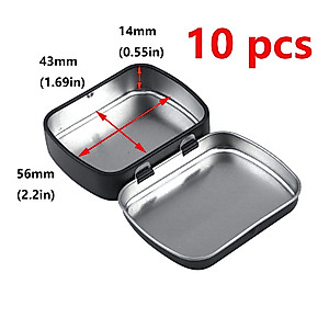 Antrader Metal Rectangular Empty Hinged Tins,10-Pack Home Storage Containers Organizer Mini Box with Hinged Lid,2.28 x 1.77 x 0.59 inch,Black