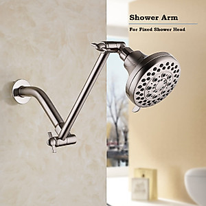 Oysdmn Adjustable Shower Arm, 8 Inch, Brushed Nickel, Modern Style, Universal G1/2 Threads, Easy Tool Free Installation, 5-Year Warranty