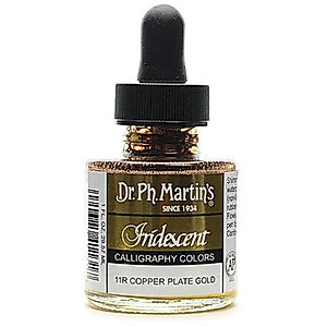 Dr. Ph. Martin's Iridescent Calligraphy Color (11R) Ink Bottle, Copper Plate Gold