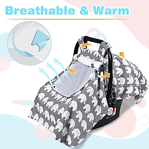 Car Seat Cover for Babies, Cotton Opening Minky Carseat Canopy for Newborn, Multiuse, Mom Nursing Breastfeeding Covers, Minky Blanket for Infant Toddler (Green)