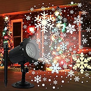 Christmas Outdoor Projector Lights,Yohencin Led White Snowflake Projector Light Waterproof Light Show Decoration Xmas Holiday Wedding Garden Patio Blizzard Projector Lamp (Snowflake)