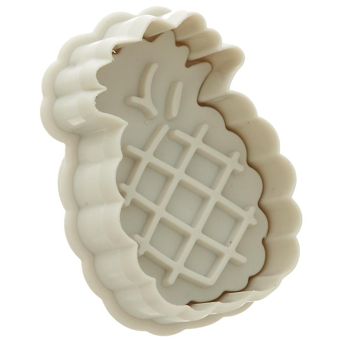 Ateco Pineapple Plunger Cutters, for Cutting Decorations & Direct Embossing, Spring-loaded Handle, Food Safe Plastic White 2 by 2-Inch