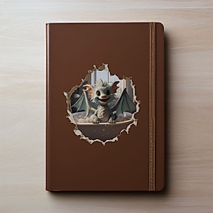 Dragon in Bathtub in Wall Hole Decal - Mouse Hole 3D Wall Sticker