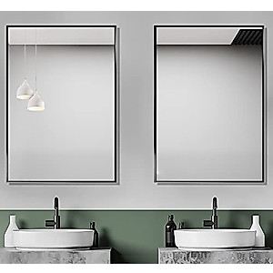 KIMREAL Bathroom Mirror 30x40 Inch, Black Frame Mirror 30"x40", Rectangle Wall Mounted Mirror, Metal Framed Vanity Mirror for Wall 30 by 40, Modern Mirror Hangs Horizontal Or Vertical