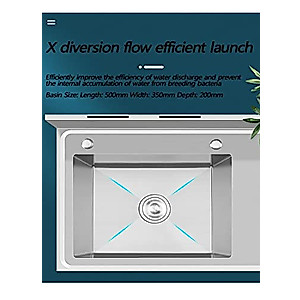 Stainless Steel Free-standing Kitchen Sink Commercial Restaurant Sink Stainless Steel Free-standing Kitchen Sink for Laundry Garage Camping 80x50x80cm/31.5x19.7x31.5in Left