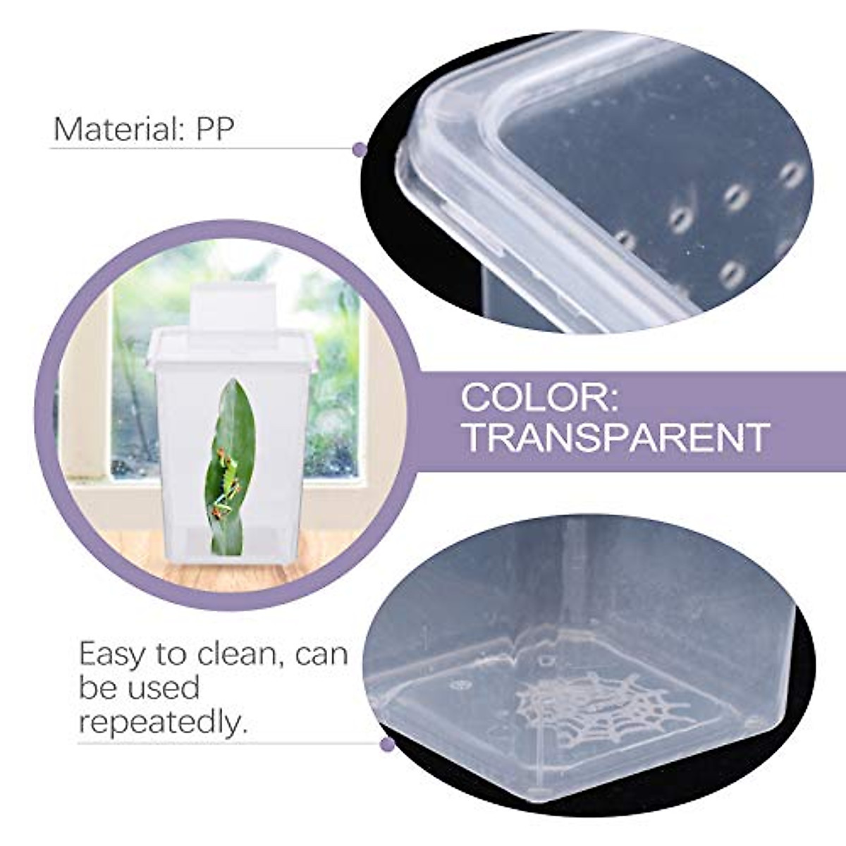 Balacoo 2pcs Plastic Reptile Box Snake Turtle Breeding Box Case Feeding Hatching Container Pet Spider Scorpion Lizard Tank House for Home