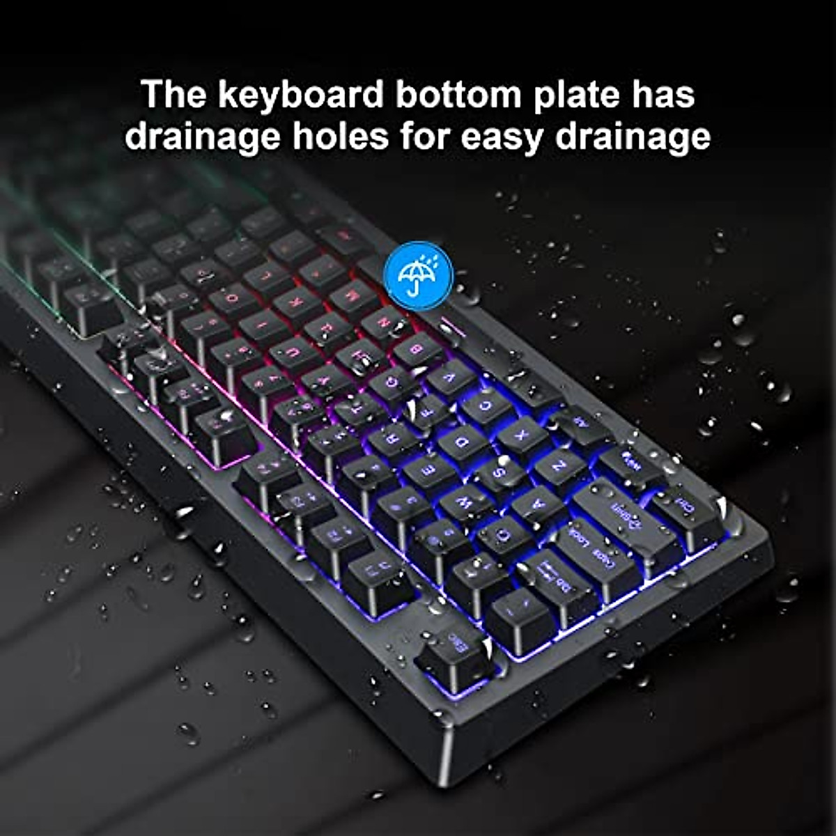Dpofirs 89 Keys Gaming Keyboard, Waterproof Wired USB RGB Keyboard with High and Low Keycaps and Cool Lighting Effects Wired Keyboard for Windows Gaming PC