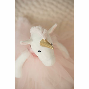 Inspired by Jewel Ella The Unicorn Premium Quality Stuffed White Unicorn Plush Doll with Golden Horn, Hooves & Flowing Pink Mane & Soft Tail | Playable Toy with Movable Legs with Huggable Arms