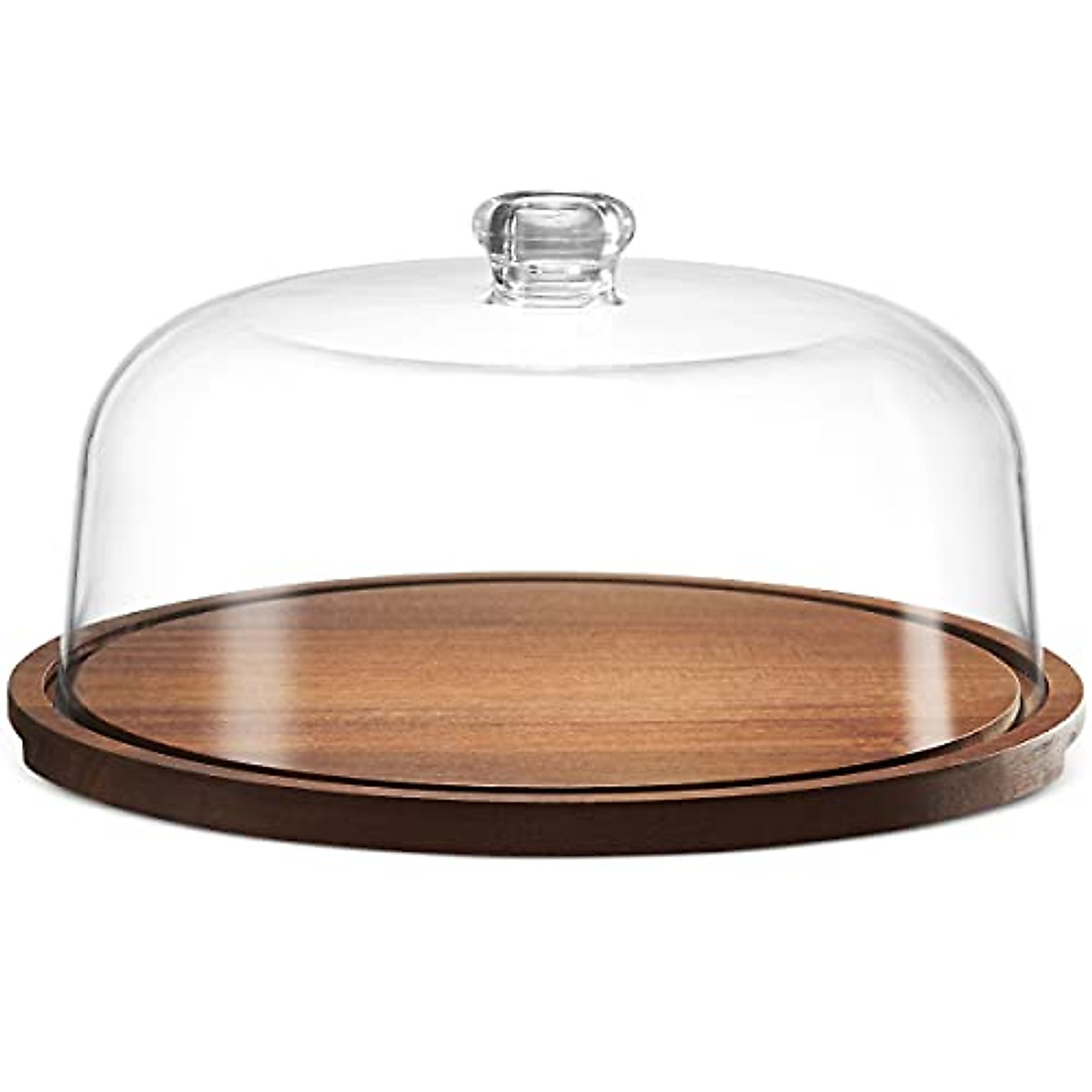 Godinger Cake Stand, Cake Plate Server Platter with Dome, Acacia Wood and Shaterproof Acrylic Lid