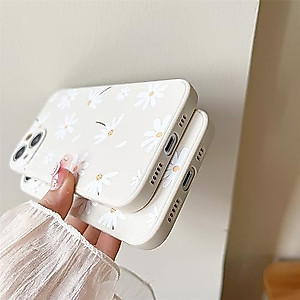 KAXLIDEN White Daisy Floral Side Print for iPhone 13 Phone Case Silicone Soft Women Cute Flower Protective Slim Fit Cover for iPhone 13 6.1 inch Cases