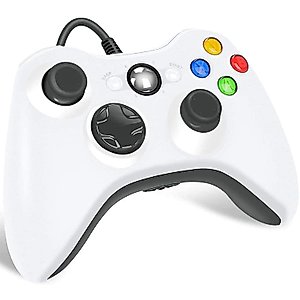YAEYE Xbox 360 Wired Game Controller, USB Wired Gamepad Controller for Microsoft Xbox 360, PC Windows 7,8,10 with Dual-Vibration Turbo, Trigger Buttons (White)