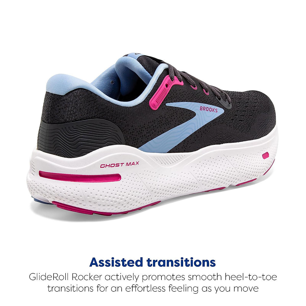 Brooks Women’s Ghost Max Cushion Neutral Running & Walking Shoe - Ebony/Open Air/Lilac Rose - 11 Medium