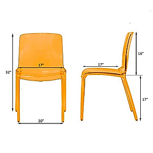 LeisureMod Adler Mid-Century Modern Dining Side Chair, Transparent Orange