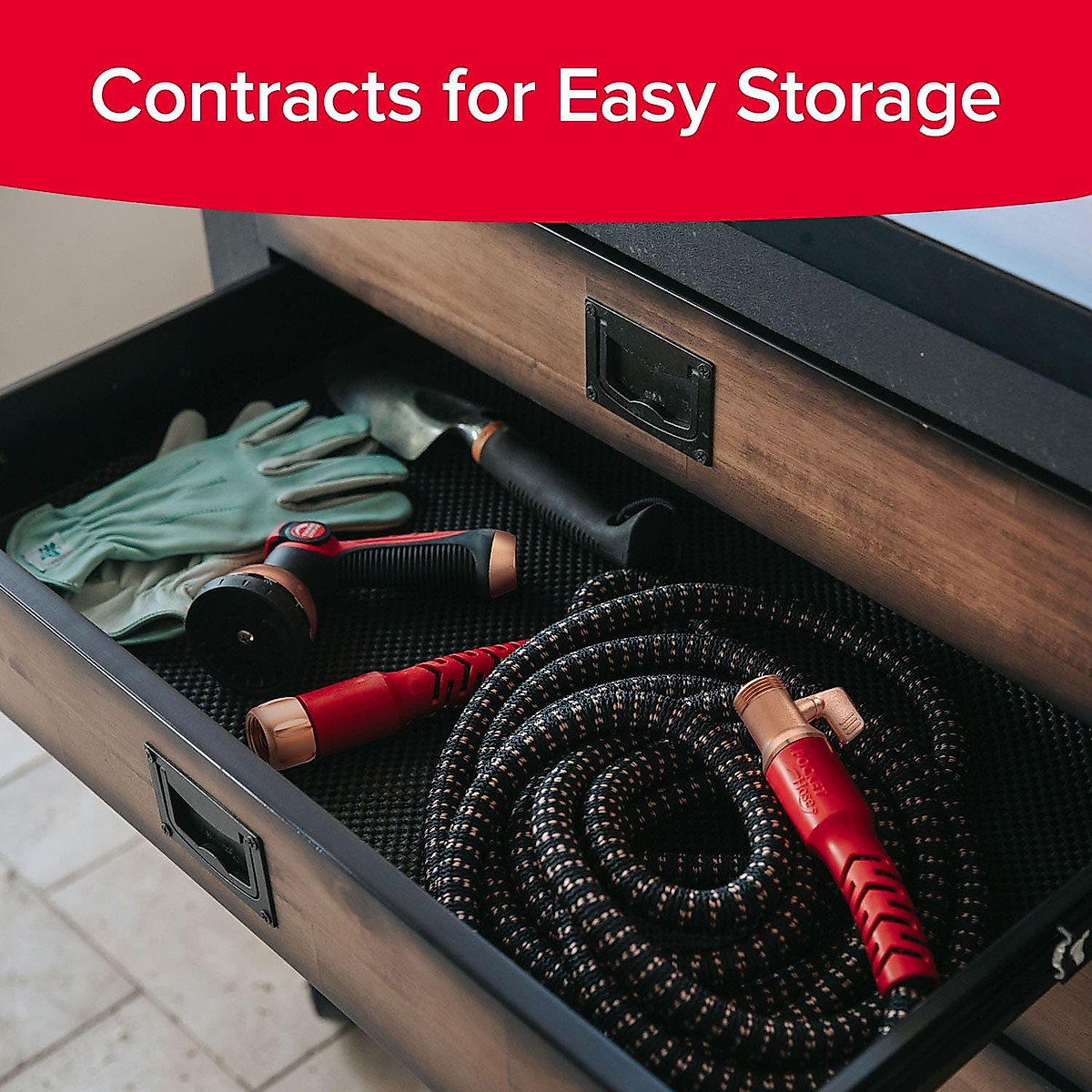 Pocket Hose Copper Head w/New Pocket Pivot Expandable Garden Hose 50 FT, AS-SEEN-ON-TV, Swivels 360°, Advanced Tri-Tex Tubing & Force Field Jacket, 3X Stronger, Lead-Free, No-Kink, Anti-Burst w/APT