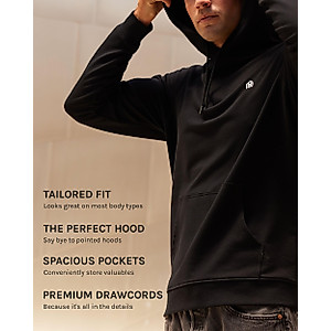 INTO THE AM Pullover Hoodies for Men - Lightweight Casual Fleece Slim Fit Basic Pullover Sweatshirt (Charcoal, Large)