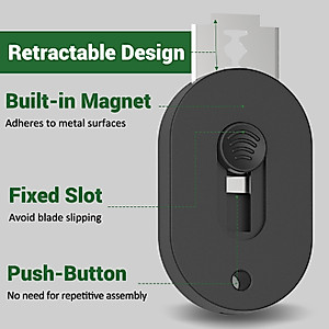 CulinGizmo Bread Lame, Sourdough Scoring Tool with Retractable Blade, Magnetic Dough Scoring Knife for Bread Slashing, Bread Scorer tool with 5 Bread Razor, Black