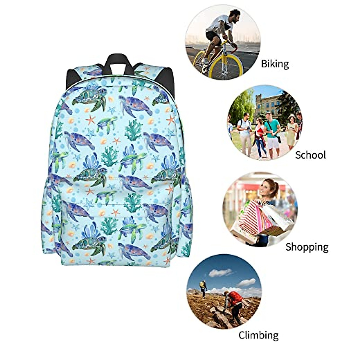 Nmbvcxz Sea Turtle Backpack for Women 17 inch Travel Casual Laptop Backpack Lightweight Waterproof Durable Hiking Daypack