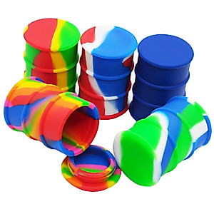 KUVIS 26ml Silicone Wax Containers with Barrel Shape Non-stick Jars with Carving Tool