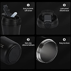 YOOBULL Portable Car Coffee Cup, 14 Oz Stainless Steel Thermos Cup, Vacuum, Business, Gift Cup (Black)