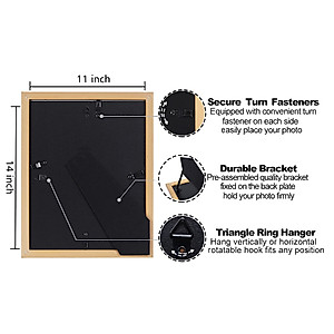 VIOLABBEY 11x14 Picture Frame Navy Blue Set of 2, Modern Style 11 by 14 Photo Frame, High Definition Tempered Real Glass, Wall or Tabletop Display