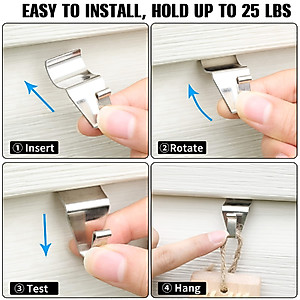 Aminigram 24-Pack Vinyl Siding Hooks Hanger, Heavy Duty Stainless Steel No-Hole Needed Vinyl Siding Clips for Hanging, Vinyl Siding Hooks for Outdoor Decorations (24 Pack)