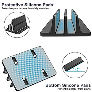 [Upgraded Dock Version] Vertical Laptop Stand, Adjustable 2 Slot Aluminum Desktop Holde(Up to 17.3 inch), Fits All MacBook/Microsoft Surface/HP/Dell/ChromeBook/iPad and Gaming Laptops (Black)