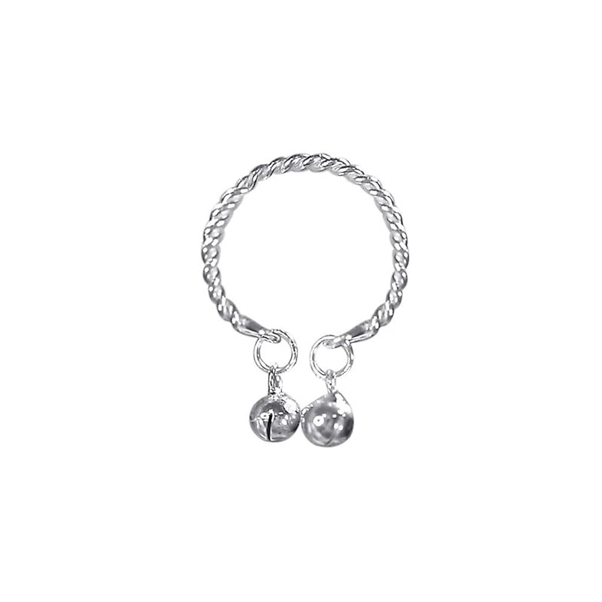 Dainty Ball Bell 925 Sterling Silver Adjustable Open Ring for Women Girls Expandable Boho Twisted Statement Finger Rings Comfort Fit Cute Charms Dangle Jewelry Christmas BFF Gift