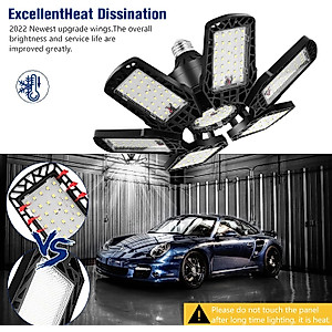 KsDhewi LED Garage Light 200W 22000LM 6500K Garage Light with 6+1 Panel Deformable Garage Lights Ceiling Led, LED Garage Lights for Garage Workshop Bay Attic Basement (6 Pack)