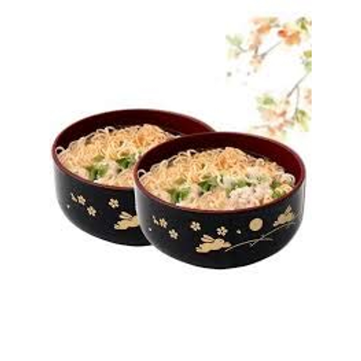 JapanBargain 2943, Soup Bowls Japanese Plastic Bowls Cereal Bowl Rice Bowl, Bunny and Moon Pattern, Made in Japan, 5-inch, 2 Pack