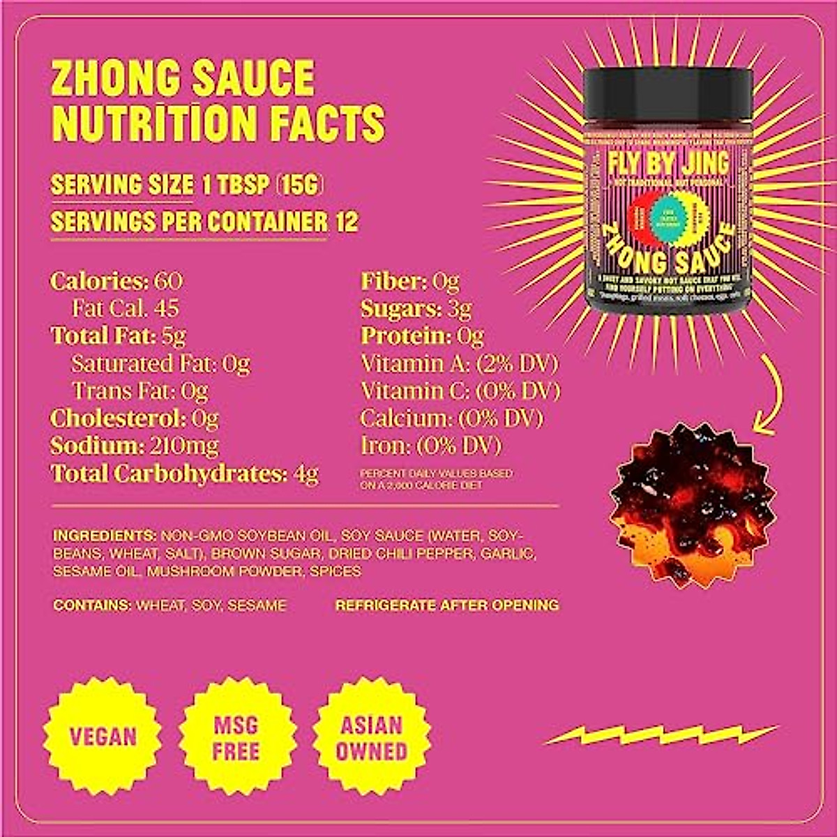 FLYBYJING Essential Duo - Premium Authentic Sichuan Chili Crisp and Zhong Sauce - Spicy, Umami Rich, Gluten-Free, Non-GMO - Elevates the Flavor of Any Dish - Perfect for Stir-fries, Dumplings, Noodles and More (6 oz each, Pack of 2)