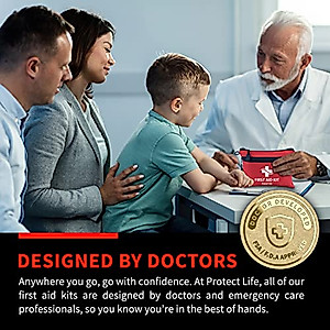 Protect Life First Aid Kit for Home/Business | HSA/FSA Eligible Emergency Kit | Hiking First aid kit Camping | Travel First Aid Kit for Car|Small First Aid Kit Travel/Survival Medical kit - 100 Pieces