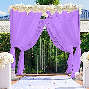 Chiffon Backdrop Curtain 29"x108" 2pc Chiffon Curtain Panels Chiffon Window Curtains Colorful Sheer Curtains Tulle Sheer Curtains Sheer Voile Fabric Chiffon Overlay Wedding (Lavender, 29x108-inch)