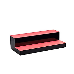 BarSquad LED Lighted Bar Shelf - 16in, 2 Step Illuminated Liquor Bottle Display Shelf with Multicolor Lighting Modes, Wireless Remote