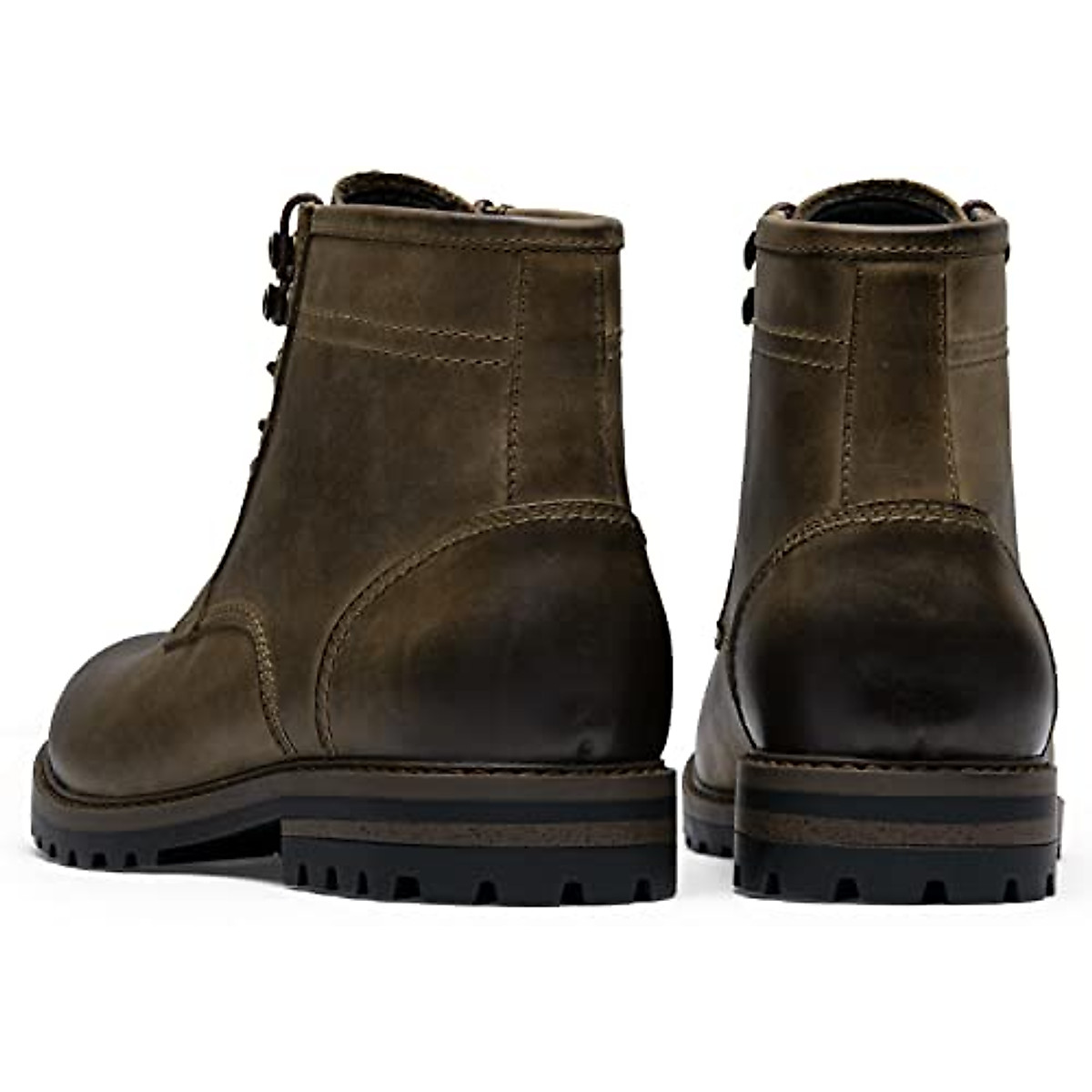 Jousen Men's Boots Leather Casual Chukka Boots for Men Waterproof Retro Hiking Motorcycle Boots(AMY8180 Khaki 12)