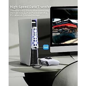 Anspect PS5 Cooling Fan, PS5 Accessories Cooler with High-Performance Cooling Fans(7000RPM), LED Light, Air Balance Blade, USB3.0 Hubs, Efficient Cooling System for PS5 Digital/Disc Edition