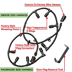 3C3Z-12A690-AA Powerstroke 6.0 Diesel Glow Plug Harness Kit Includes Right Left Harness Removal Tool,Compatible with 2004-2010 Ford 6.0L V8 Powerstroke Diesel Engine Ford F-250 F-350 F-450 Super Duty