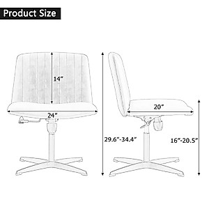 Daesar White High Grade Pu Material. Home Computer Chair Office Chair Adjustable 360 ° Swivel Cushion Chair with Black Foot Swivel Chair Makeup Chair Study Desk Chair. No Wheels