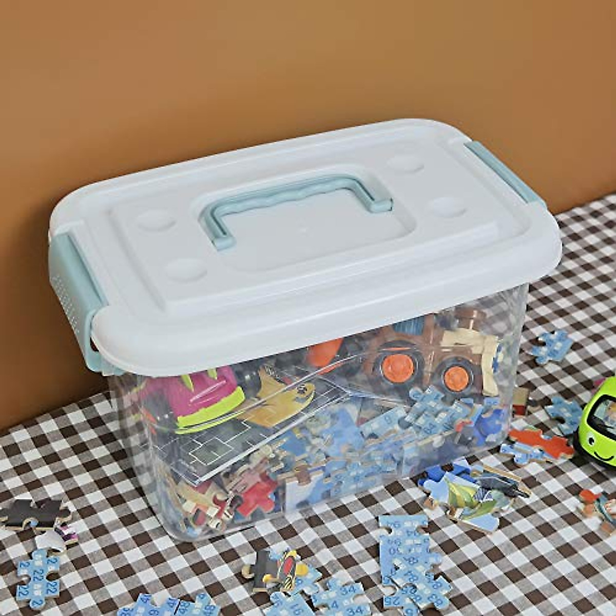 Kiddream 6-pack 5 Liter Small Boxes with Lids, Plastic Clear Storage Bin