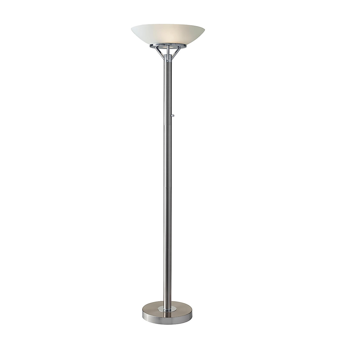 Adesso 5023-22 Expo 300W Torchiere, 71.5 in, 2 x 150W Incandescent/LED, Brushed Steel/Chrome Finish, 1 Floor Lamp