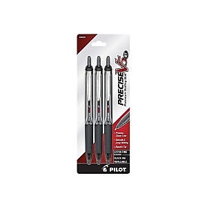PILOT Precise V5 RT Refillable & Retractable Liquid Ink Rolling Ball Pens, Extra Fine Point (0.5mm) Black Ink, 3-Pack (26052)