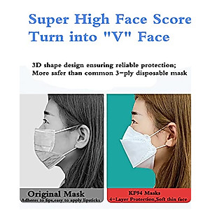 50/100Pcs Black KF94 Face Mask ,4-Ply Layer Filtеr Face Mask for Men & Women Protective (Black 50pcs)